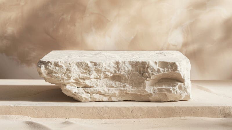 Rough Limestone Block Displayed in a Studio Setting during Daylight ...