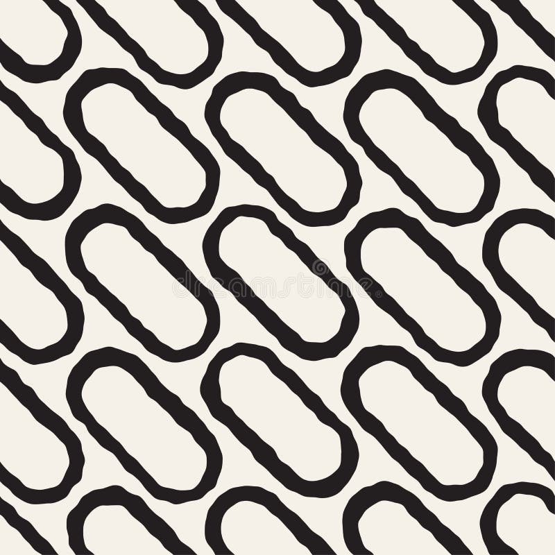 Rough Line Hand Drawn Circles. Vector Seamless Black and White Pattern ...
