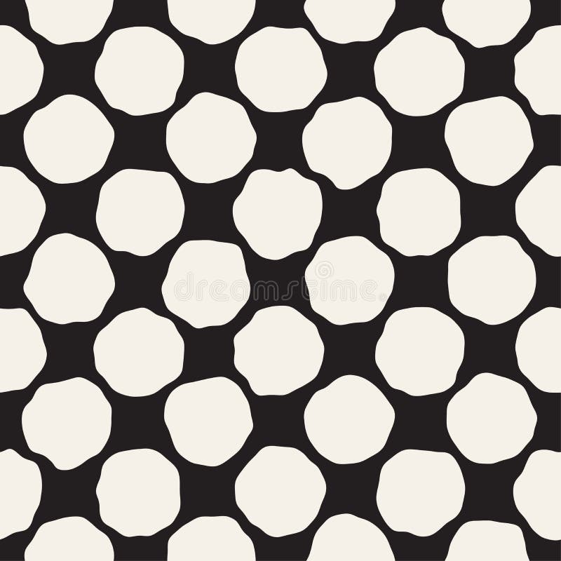 Rough Line Hand Drawn Circles. Vector Seamless Black and White Pattern ...