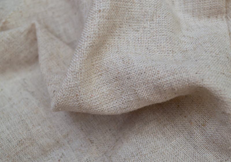 Rough Linen Fabric is Randomly Folded. Textile Background Stock Image ...