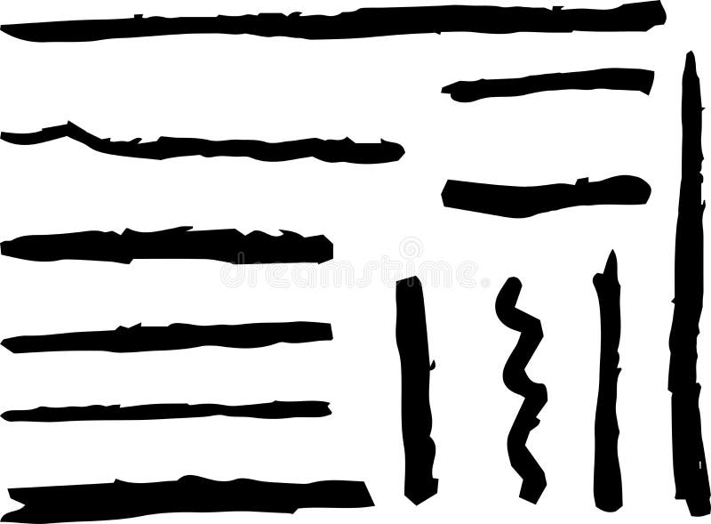 Rough Lines Written with a Brush Set Stock Vector - Illustration of ...