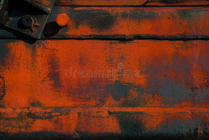 Rough Metal Surface with Rust and Orange Paint Stock Image - Image of ...