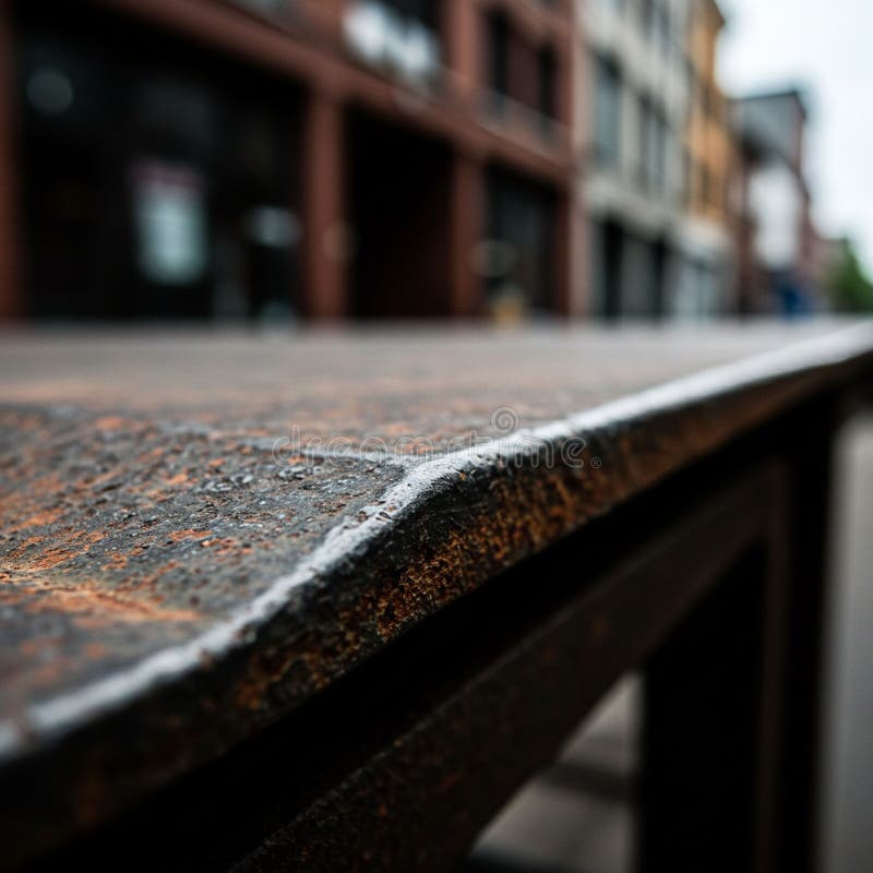 Rough Metal Table Surface with a Close-up Perspective, Showing Visible ...