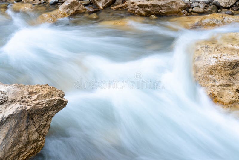 Rough Mountain River Flows Along the Stones Stock Photo - Image of ...