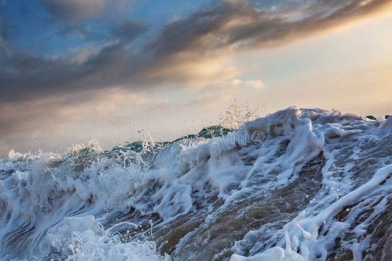 Shorebreak Wave at Sunset Time Stock Photo - Image of tropical, wave ...