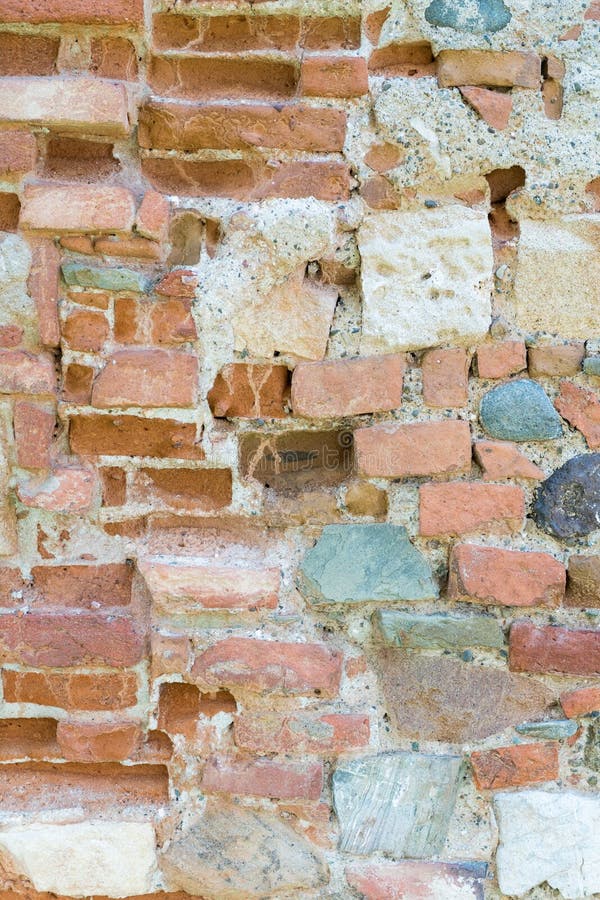 Rough Old Brick and Stone Wall Texture Stock Photo - Image of retro ...