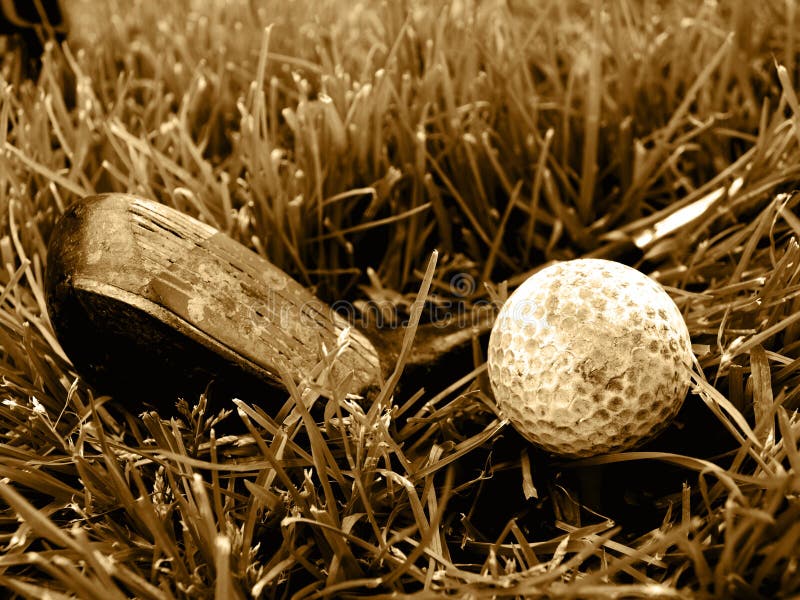 Rough Old Gold Club and Ball Stock Photo - Image of nostalgic ...
