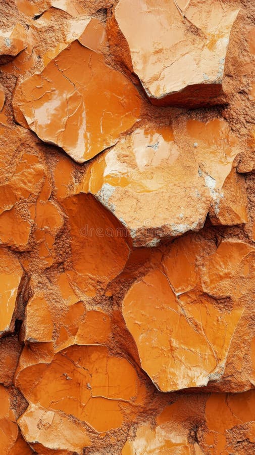 Rough Orange Stone Wall with Cracks and Texture Stock Image - Image of ...