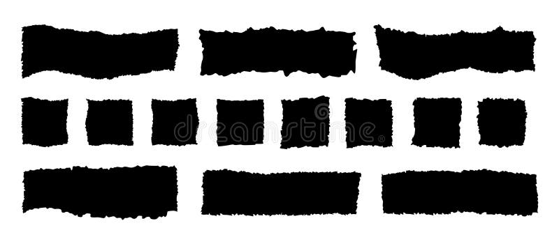 Rough Paper Edge Set. Rectangle Torn Shape, Border, Piece Sticker Stock ...