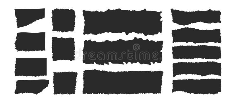 Rough Paper Edge Set. Rectangle Torn Shape, Border, Piece Sticker Stock ...