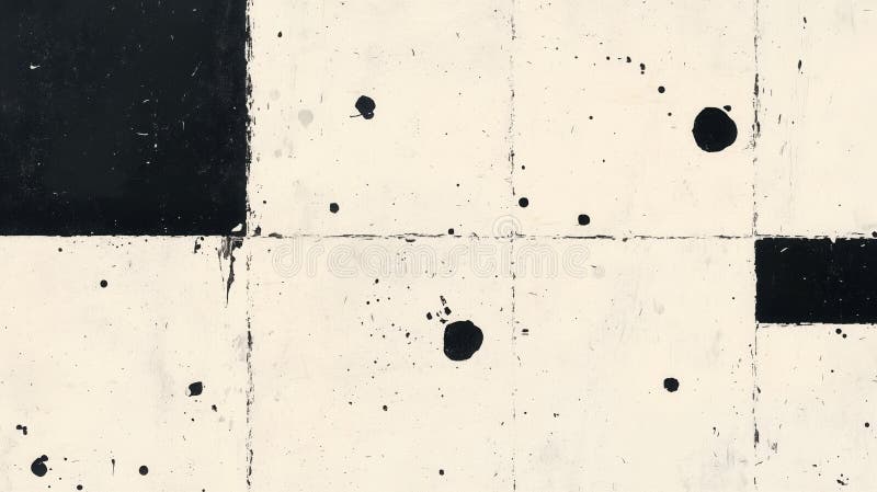 Rough Pattern of Black and White Squares with Scattered Black Ink Spots ...