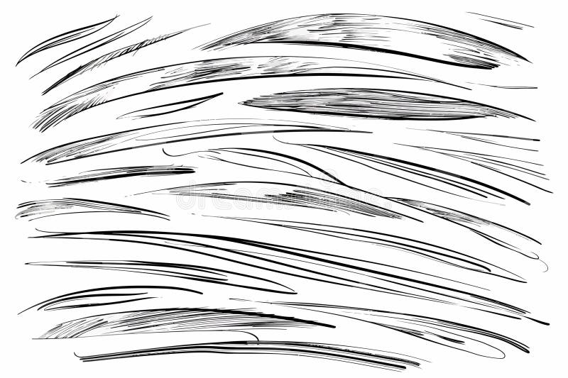 Rough Pencil Sketch Lines Pack Set Isolated Illustration Stock Vector ...