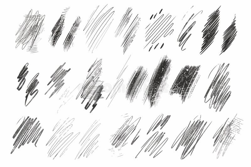 Rough Pencil Sketch Lines Pack Set Isolated Illustration Stock Vector ...