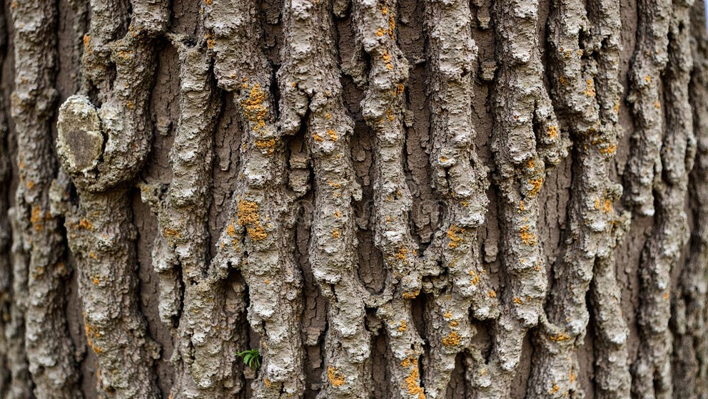 Rough Pine Tree Bark with Orange Lichen and Sap Filled Cracks Stock ...