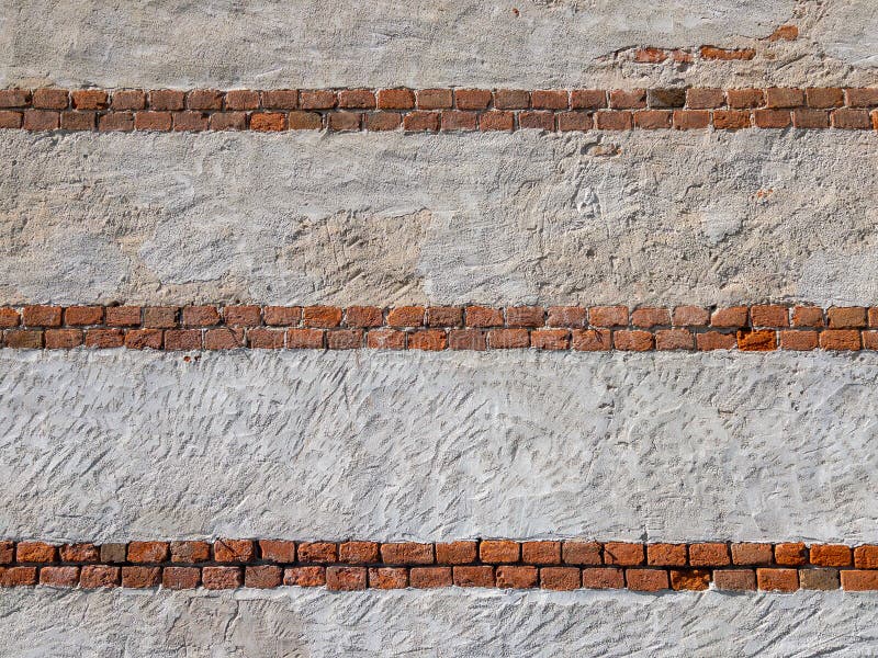 Rough Plaster Wall Texture with Three Rows of Exposed Antique Red ...