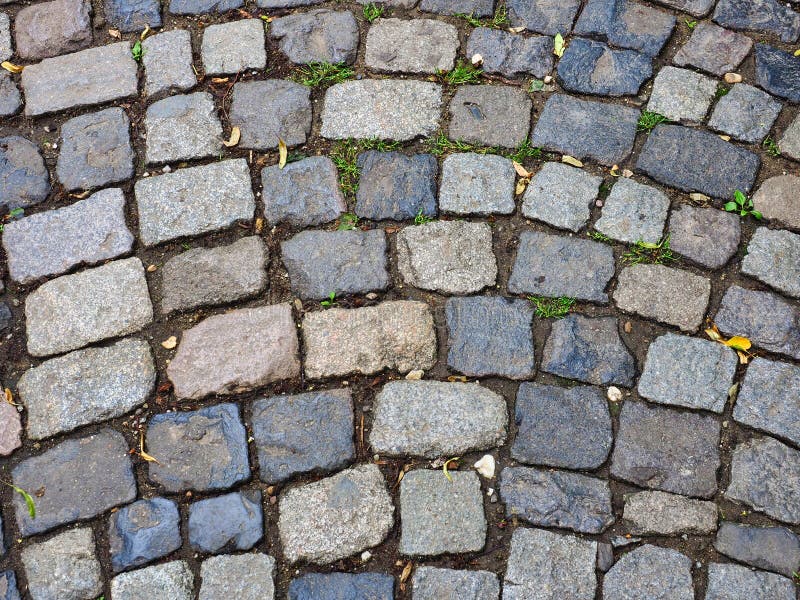 Rough Rectangular Cobblestones in Curved Pattern Stock Photo - Image of ...