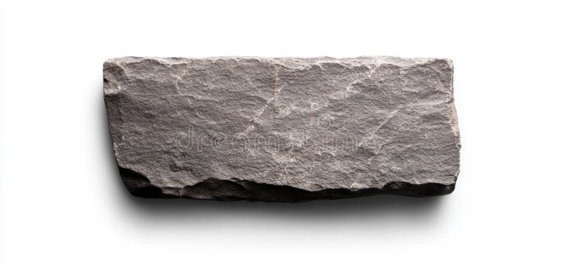 Rough Rectangular Stone Slab Isolated on White Background Stock ...