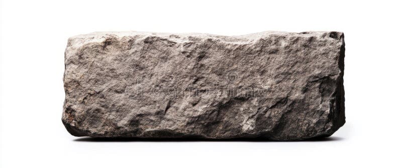 Rough Rectangular Stone Slab Isolated on White Background Stock ...