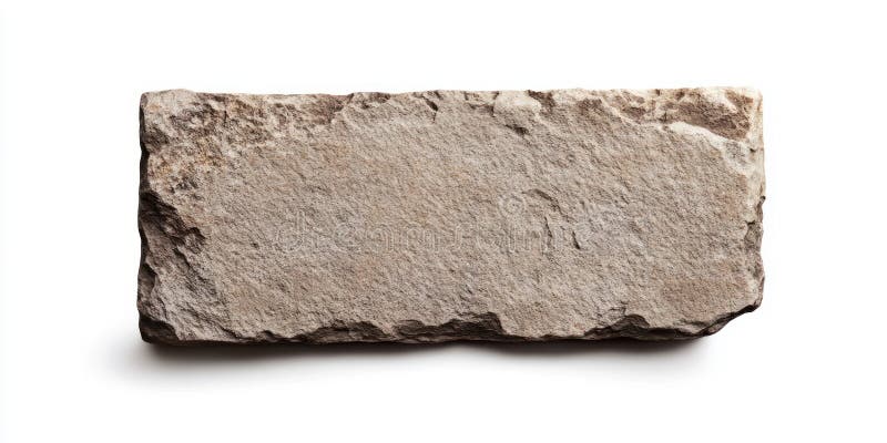 Rough Rectangular Stone Slab Isolated on White Background Stock ...