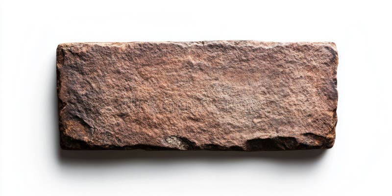 Rough Rectangular Stone Slab Isolated on White Background Stock ...