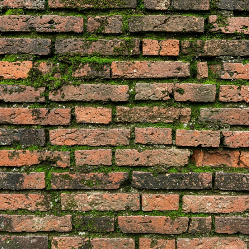 Rough Red Brick Wall with Irregular Arrangement and Varying Textures ...