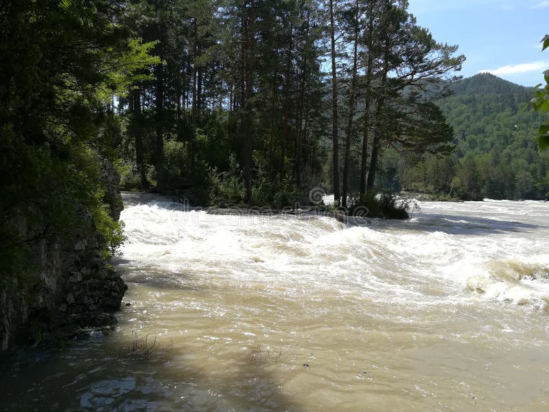 Rough River with Rapids and Rainbow Stock Photo - Image of rapids ...