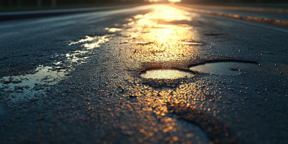 Rough Road with Potholes Creating a Challenging Path, Bumpy Road with ...