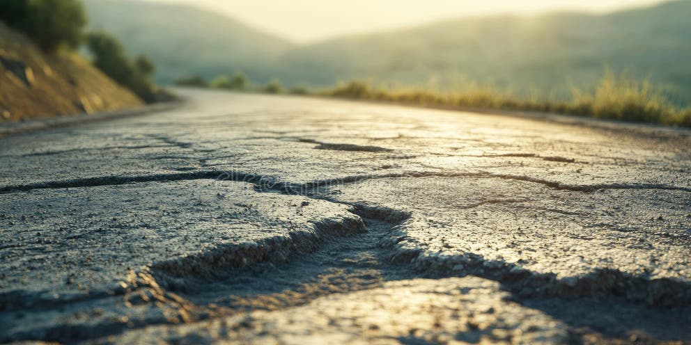 Rough Road with Potholes Creating a Challenging Path, Bumpy Road with ...
