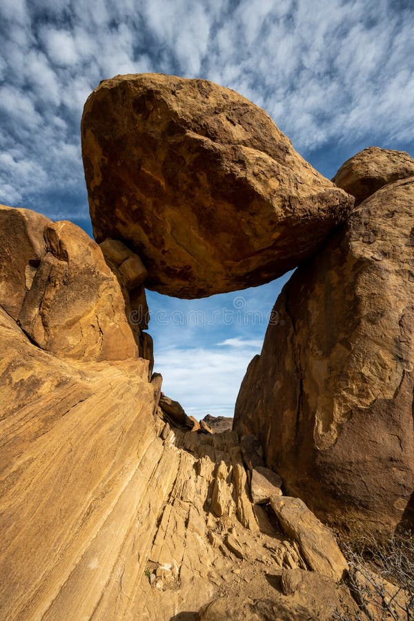 Rough Rock Tunnel Under Balanced Rock Stock Photo - Image of rocks, clouds: 298281186