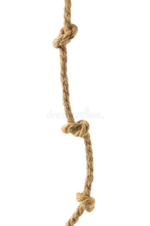 Rough Rope with Three Knots Isolated on a White Background Stock Image ...