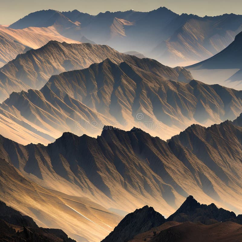 A Rough and Rugged Interpretation of a Mountain Range, with Textured ...