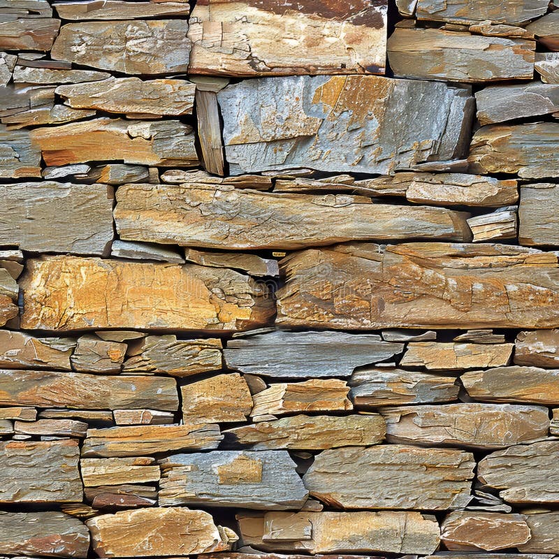 Rough and Rugged Natural Stone Wall Texture, Seamless Pattern in Earthy ...