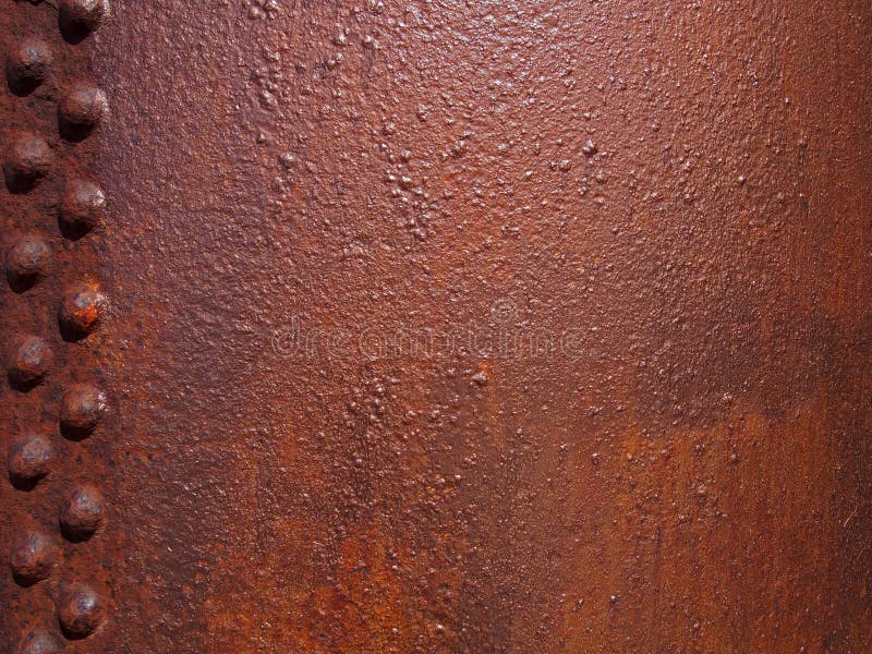 Rough Rusted Red Brown Steel Plate with Riveted Panel and Textured ...