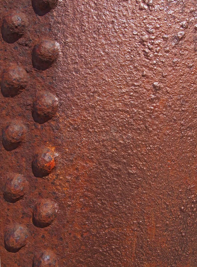 Rough Rusted Red Brown Steel Plate with Riveted Panel and Textured ...