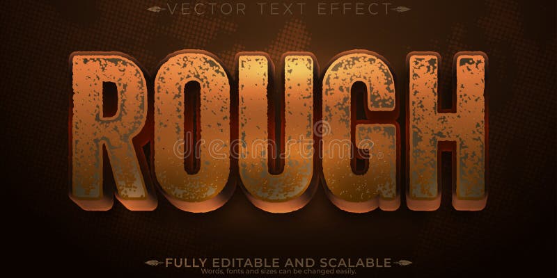 Rough Rusty Text Effect, Editable Metal and Bronze Text Style Stock ...