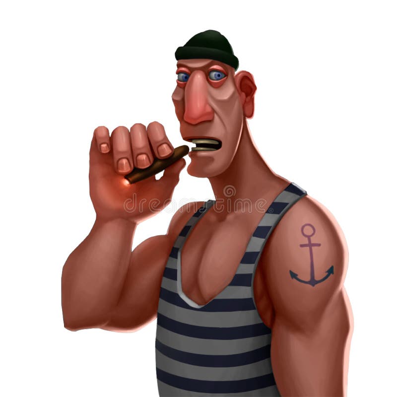 Sailor Smoking Sigar Illustration Stock Illustrations – 1 Sailor ...