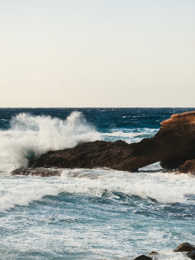 Rough Sea Breaks on the Cliff Stock Image - Image of stone, coast ...