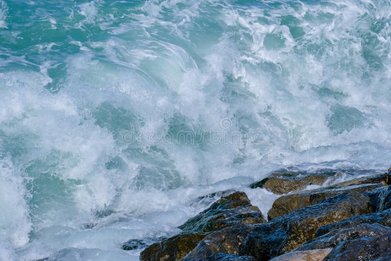 Rough sea and high waves stock image. Image of boulder - 140813615