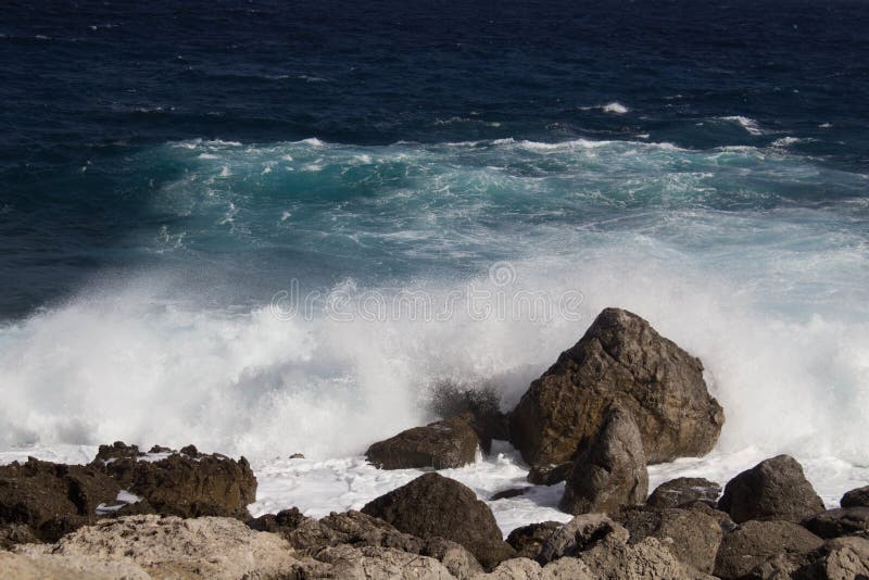 Rough Sea Slamming Against the Rocks Stock Image - Image of italy ...