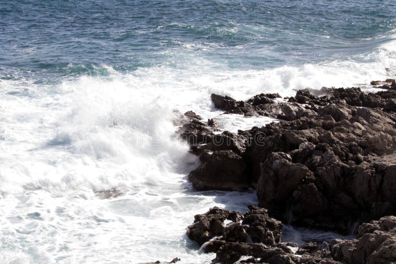 Rough Sea Slamming Against the Rocks Stock Photo - Image of nature ...