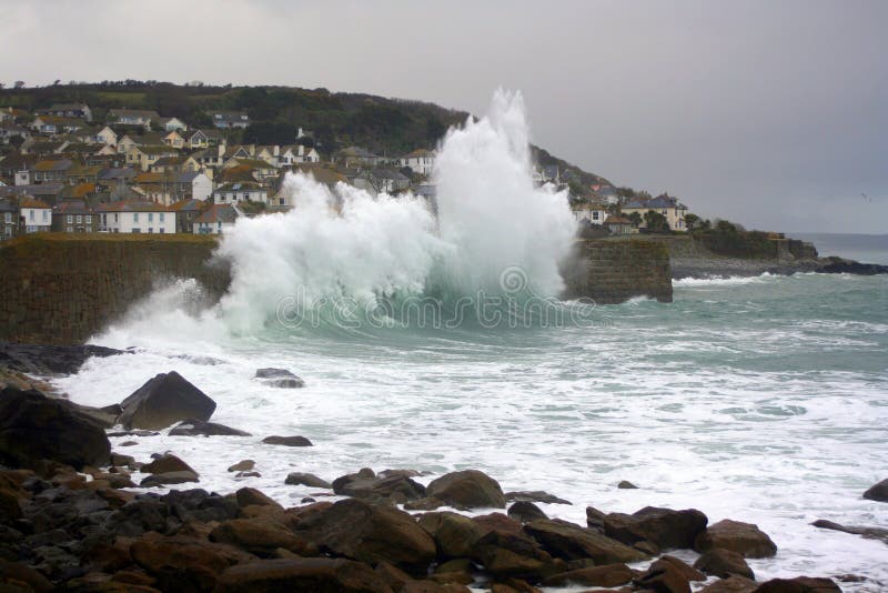 Rough Seas Breaking on Breakwater Stock Photo - Image of town, breaking ...