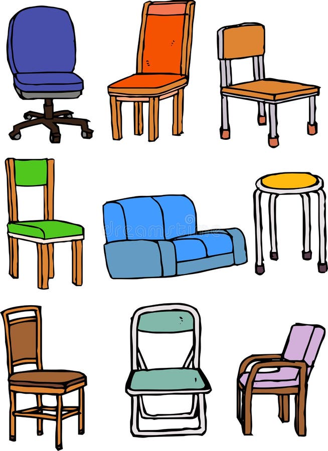 Rough Sketch of Hand-drawn Chair Set Stock Vector - Illustration of ...