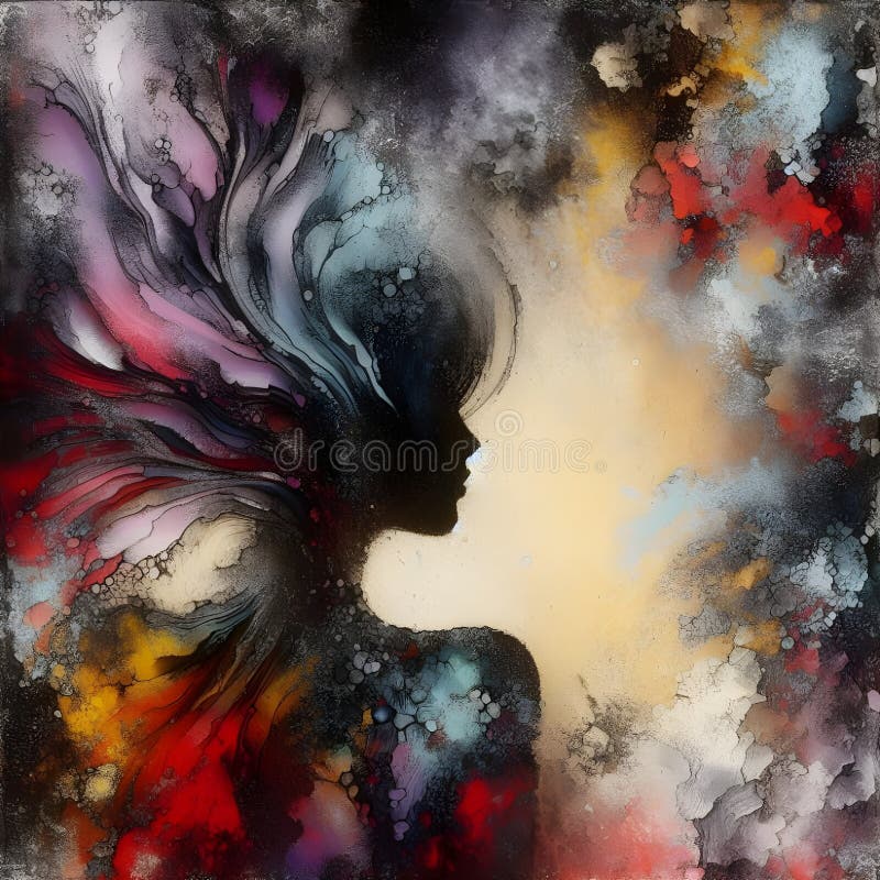 The Rough Spots of Colors Surface Paint of the Pale Silhouette of a ...