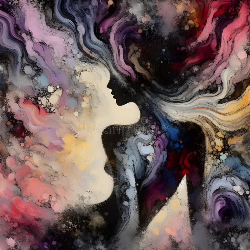 The Rough Spots of Colors Surface Paint of the Pale Silhouette of a ...