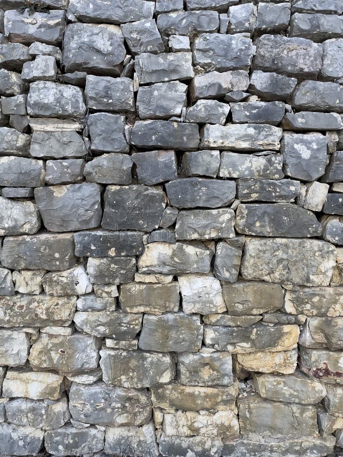 Rough Stacked Stone Wall Background Stock Image - Image of gray ...