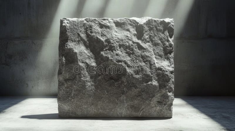 Rough Stone Block Illuminated in a Dark Room Stock Illustration ...