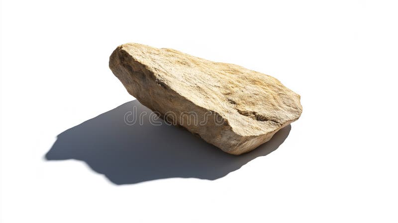 Rough Stone Casting a Sharp Shadow on a Plain Background Stock ...