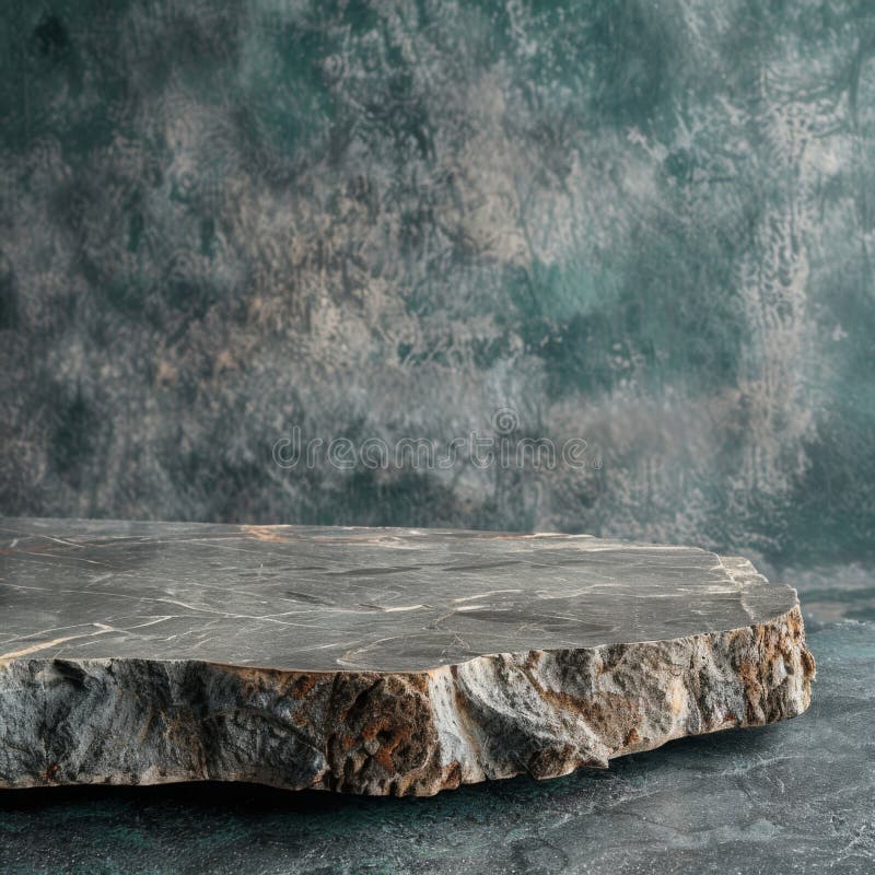 Rough Stone Platform Against a Green Textured Background Stock ...