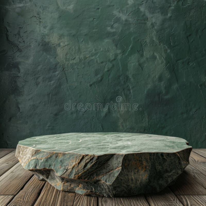 Rough Stone Platform Against a Green Wall Stock Illustration ...