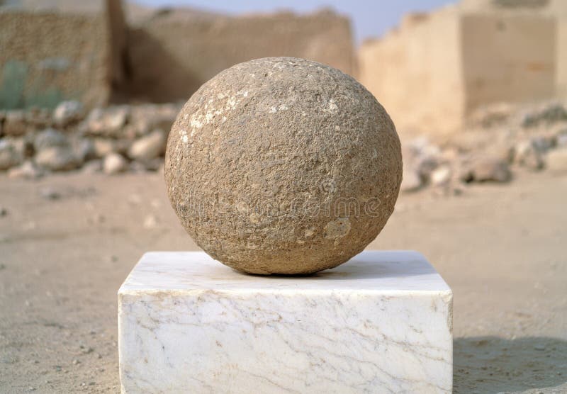 Rough Stone Sphere on Marble Pedestal Stock Illustration - Illustration ...